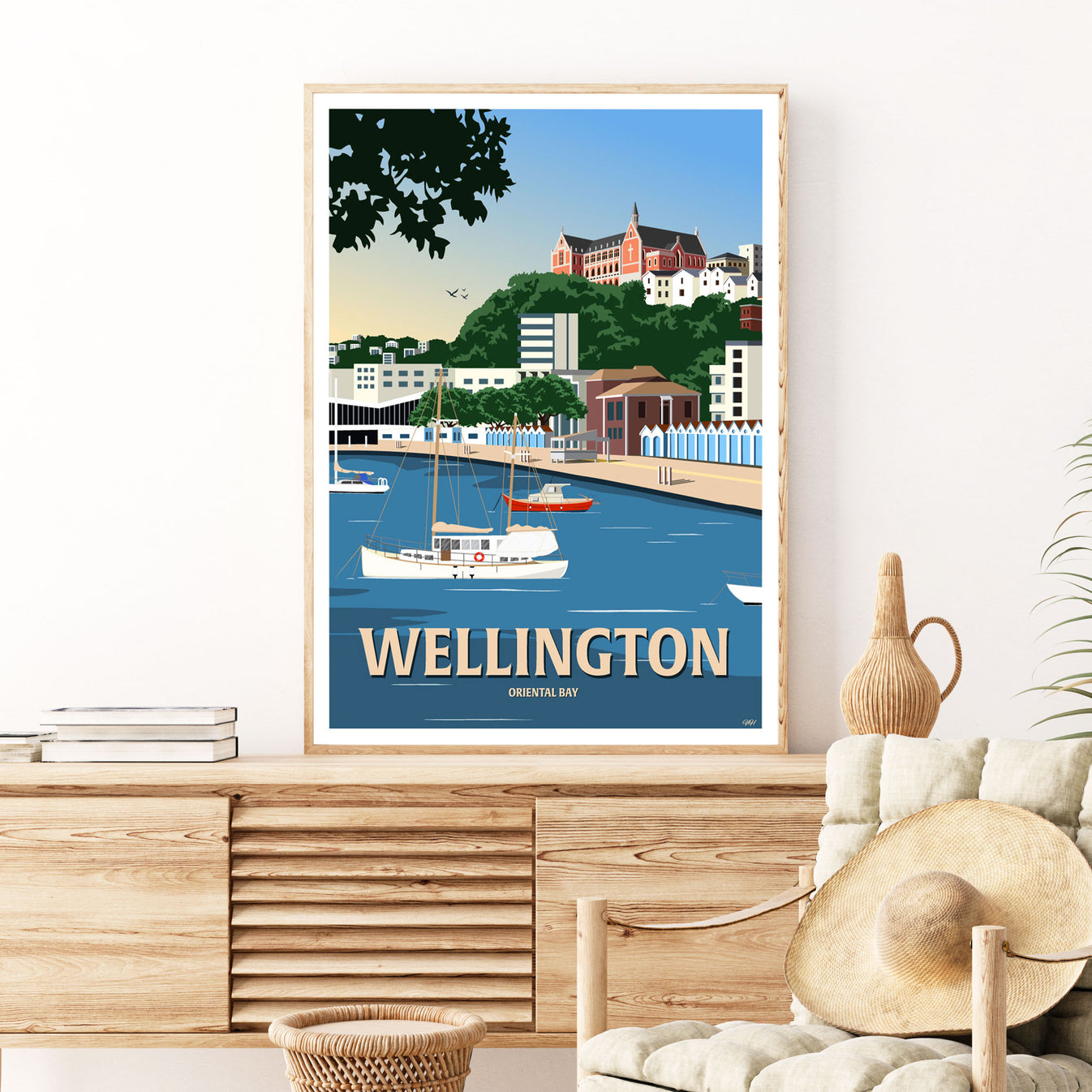 Wellington - Oriental Bay - Travel Poster, New Zealand – Viva Travel ...