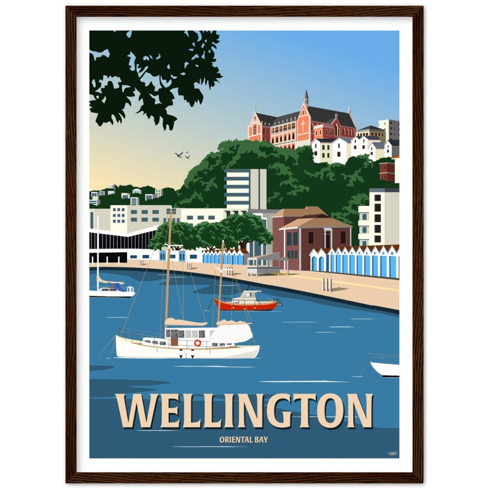 Wellington - Oriental Bay - Travel Poster, New Zealand – Viva Travel ...